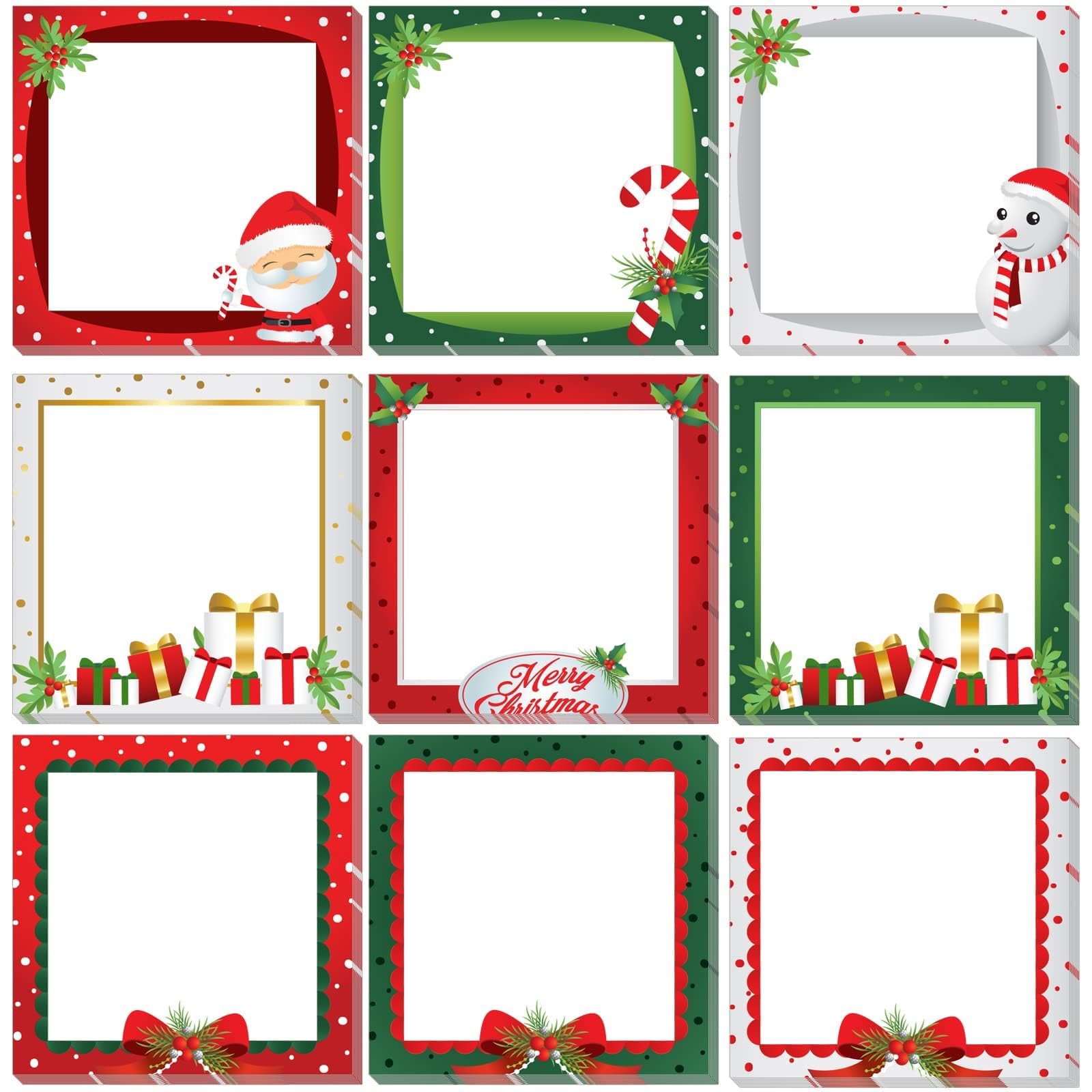 Amazon.com : 9 Pieces Christmas Sticky Notes Christmas Design Self ...