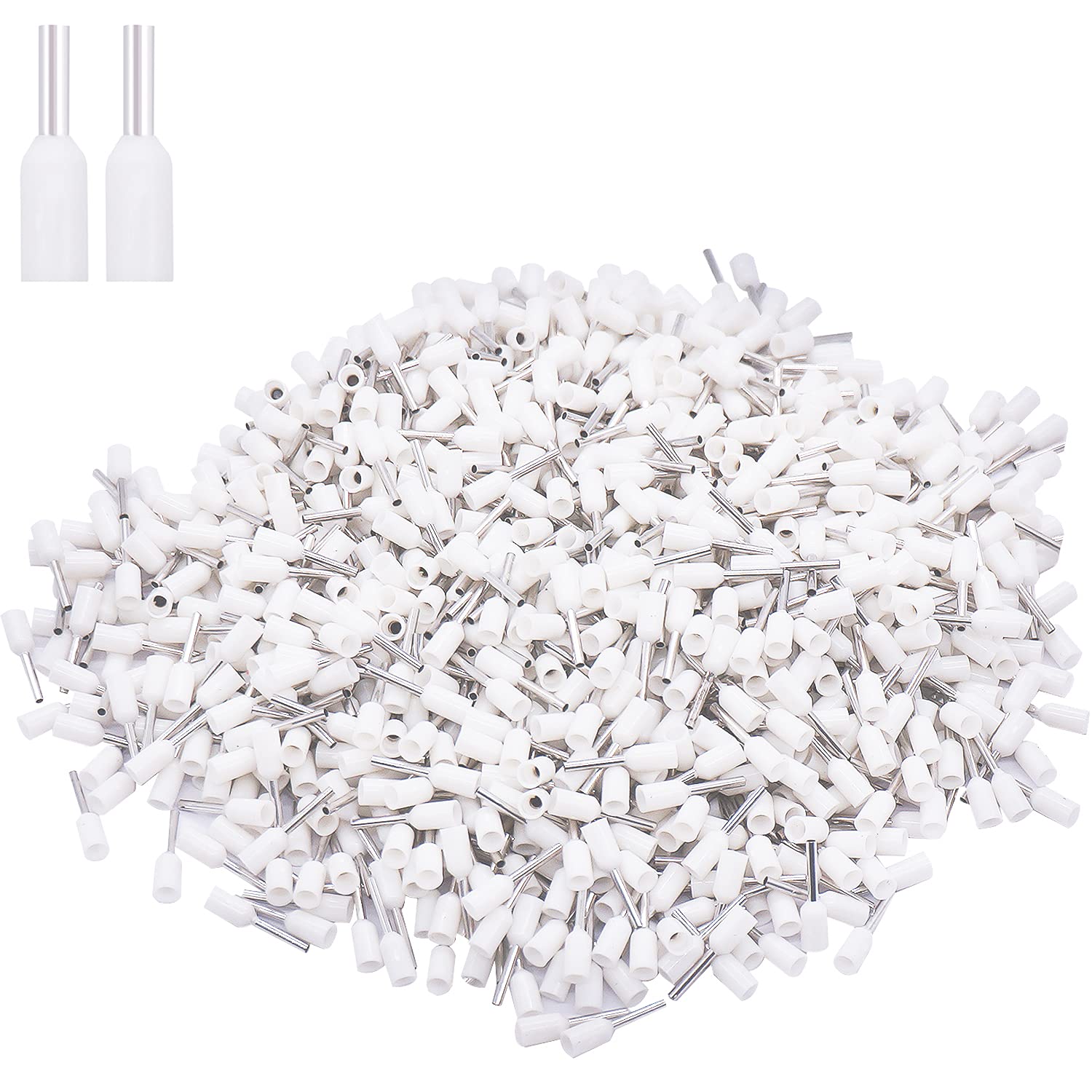 mankk 1000PCS Wire Ferrule Connectors AWG20 0.75mm² White Insulated ...