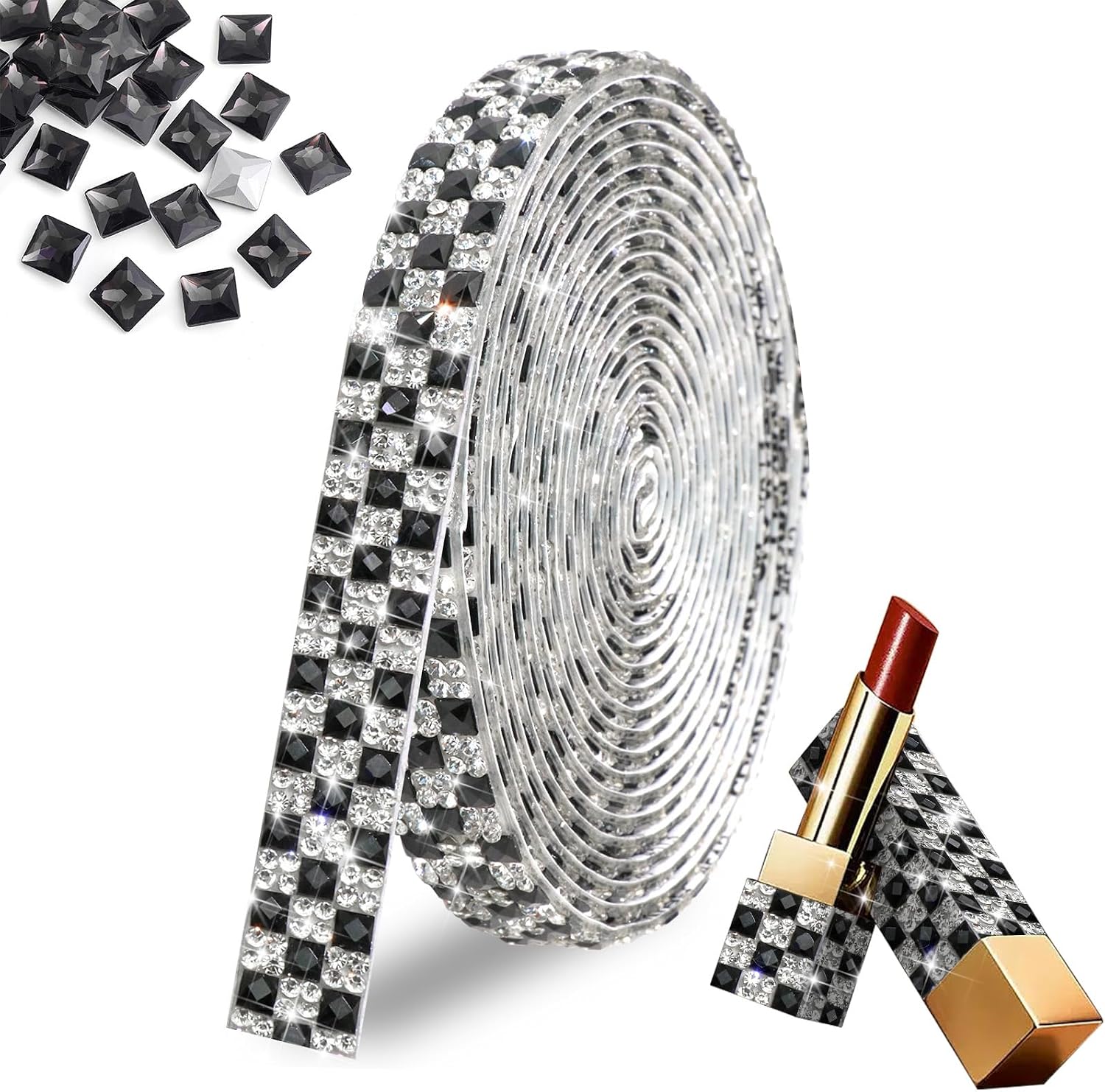 Amazon.com: FULZTEY 3 Yards Crystal Rhinestone Ribbon,Black Glass Gems ...