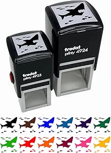 Amazon.com : Shark and School of Fish Self-Inking Rubber Stamp Ink ...
