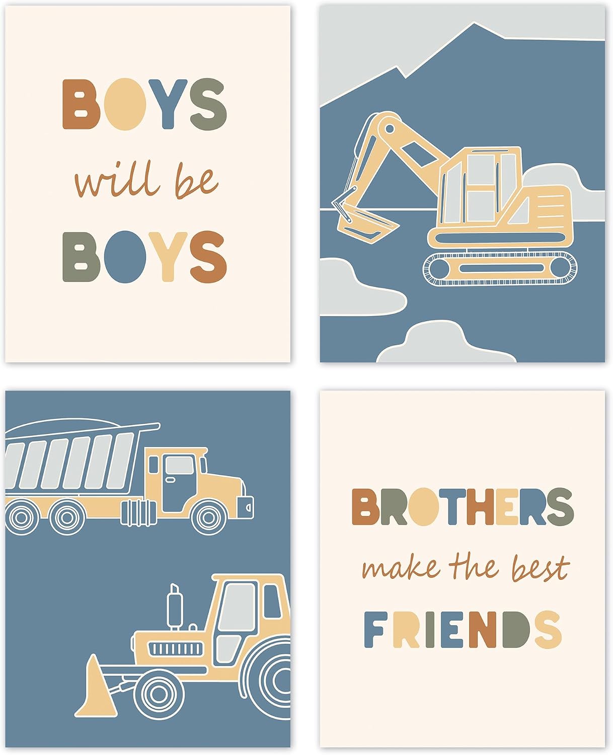 Amazon.com: TLESKE Construction Car Decor for Boys Room Posters Prints ...