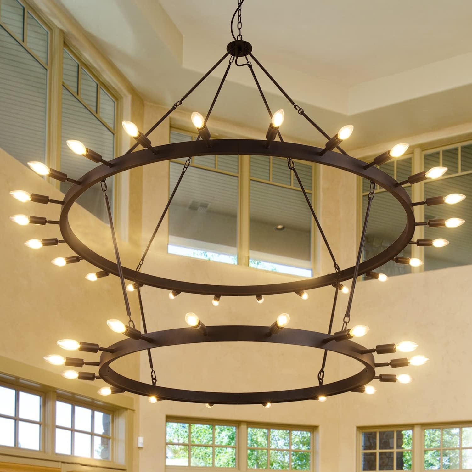 Tochic Black Farmhouse Chandelier Light Fixture 60 inch, 40 Lights ...