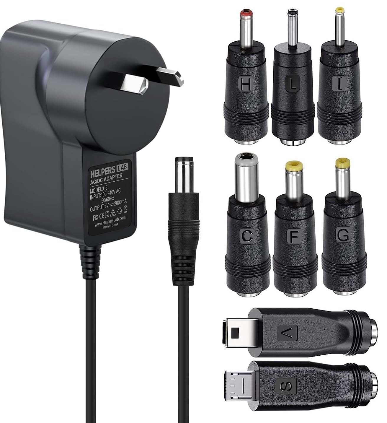 5V 2A AC Adapter 10Watt AC100-240V to DC 5Volt 2Amp Versatile Charger ...