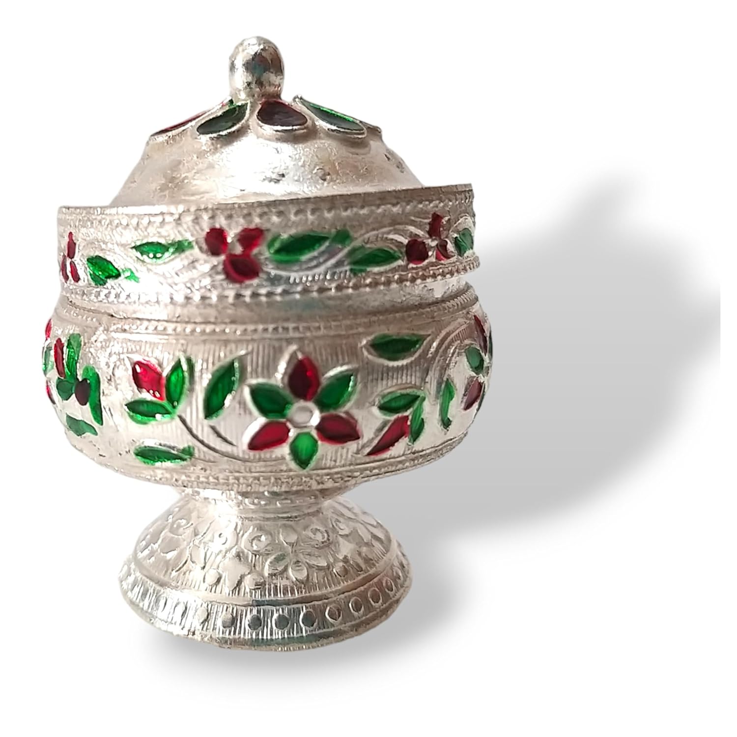 Buy Brass Blessing German Silver Kum Kum Box, Kum Kum Box Handcrafted ...