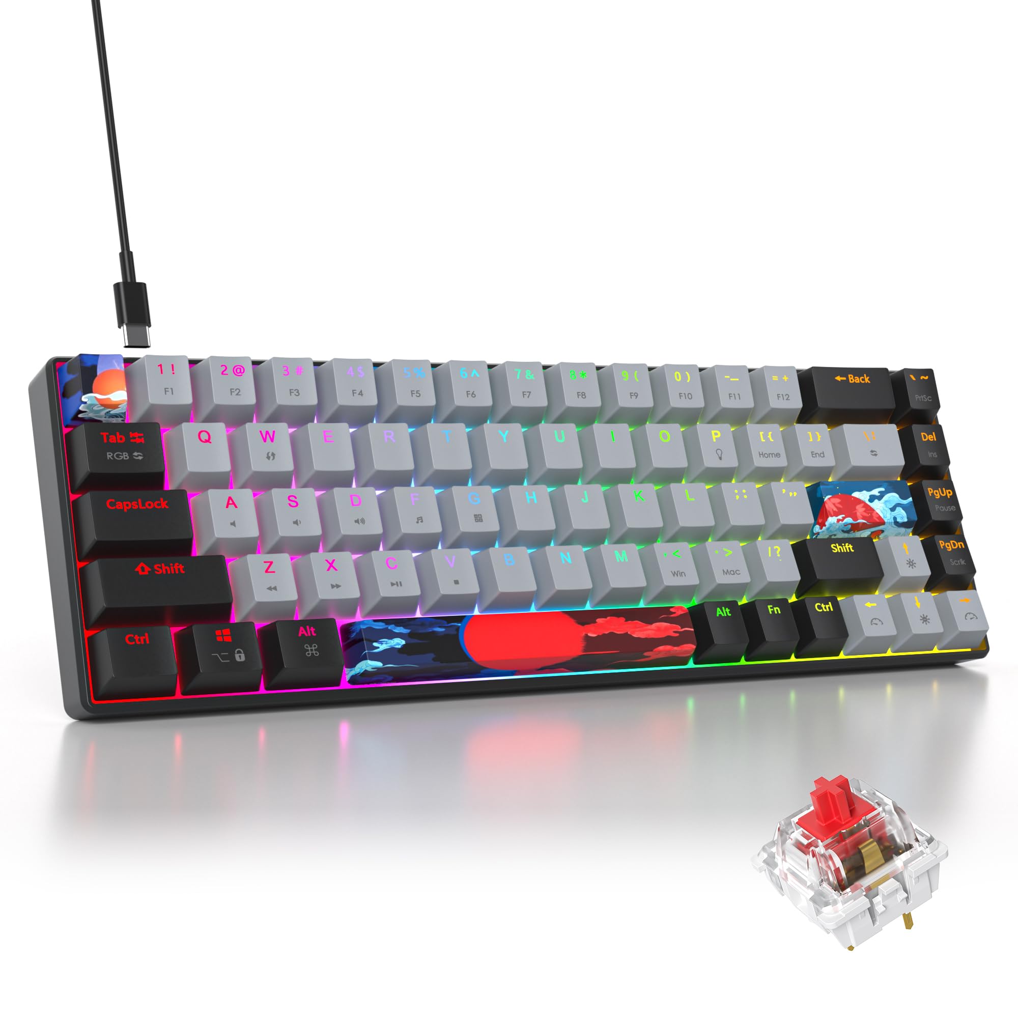 Snapklik.com : iRoboosta Grey And Black Mechanical Gaming Keyboard 65% ...