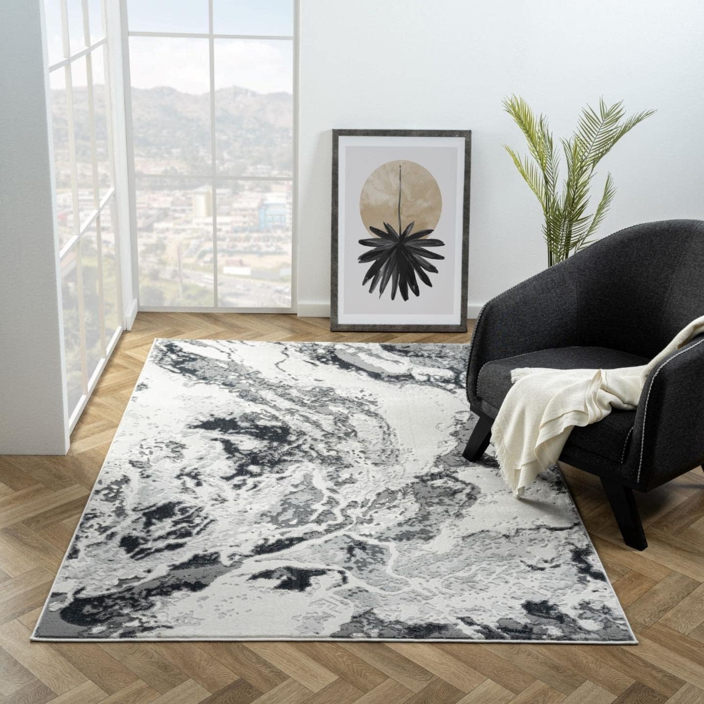 Amazon.com: LUXE WEAVERS Abstract Marble Gray 5X7 Area Rug : Home & Kitchen