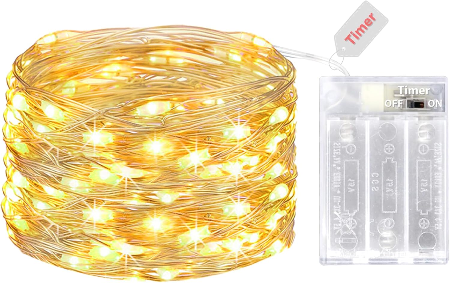 litogo Fairy Lights Battery Operated with Timer, 5M/50 LED Copper Wire ...