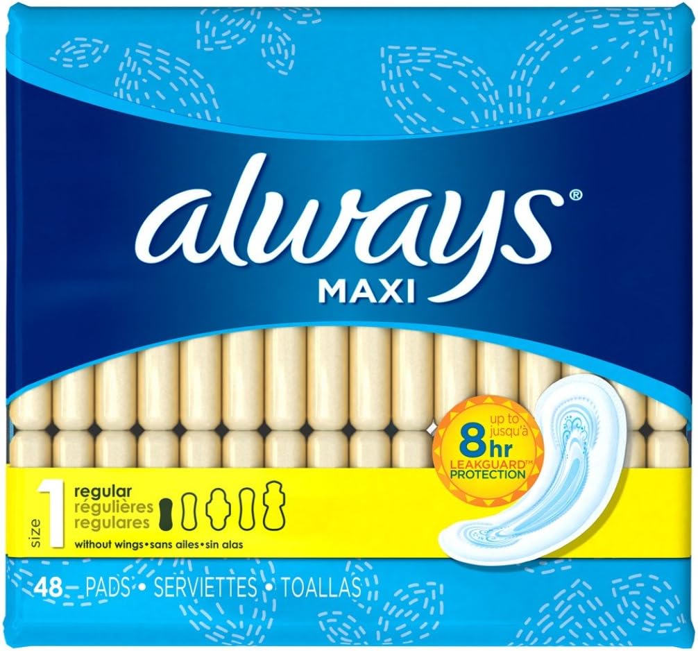 Amazon.com: Always Maxi Feminine Pads for Women, Regular Absorbency, 24 ...