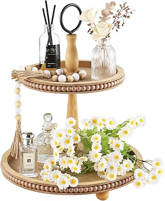 Amazon.com: Hanobe Two Tiered Tray Stand: Farmhouse 2 Tier Easter ...