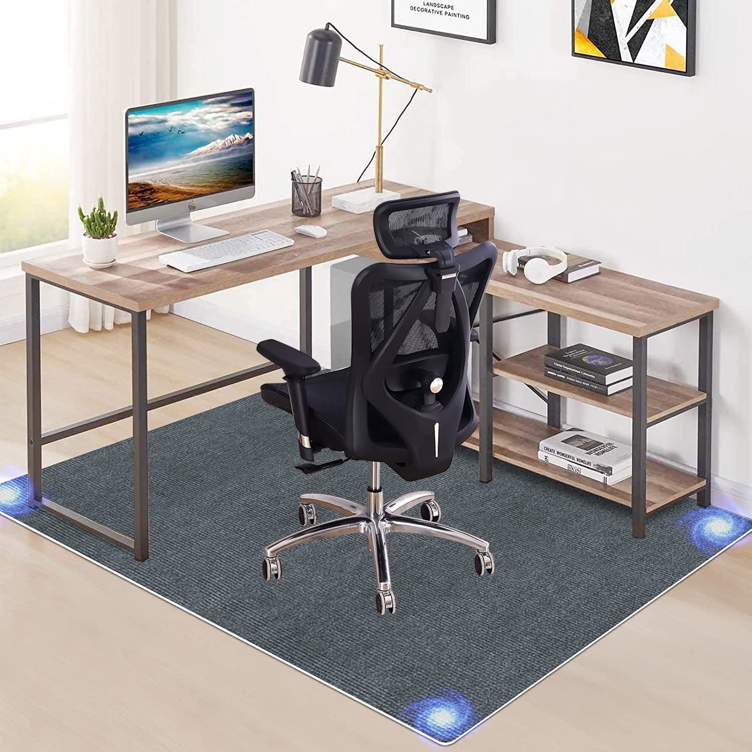 HUIJIE Office Chair Mat 55"x35", Computer Gaming Rolling Chair Mat Low ...
