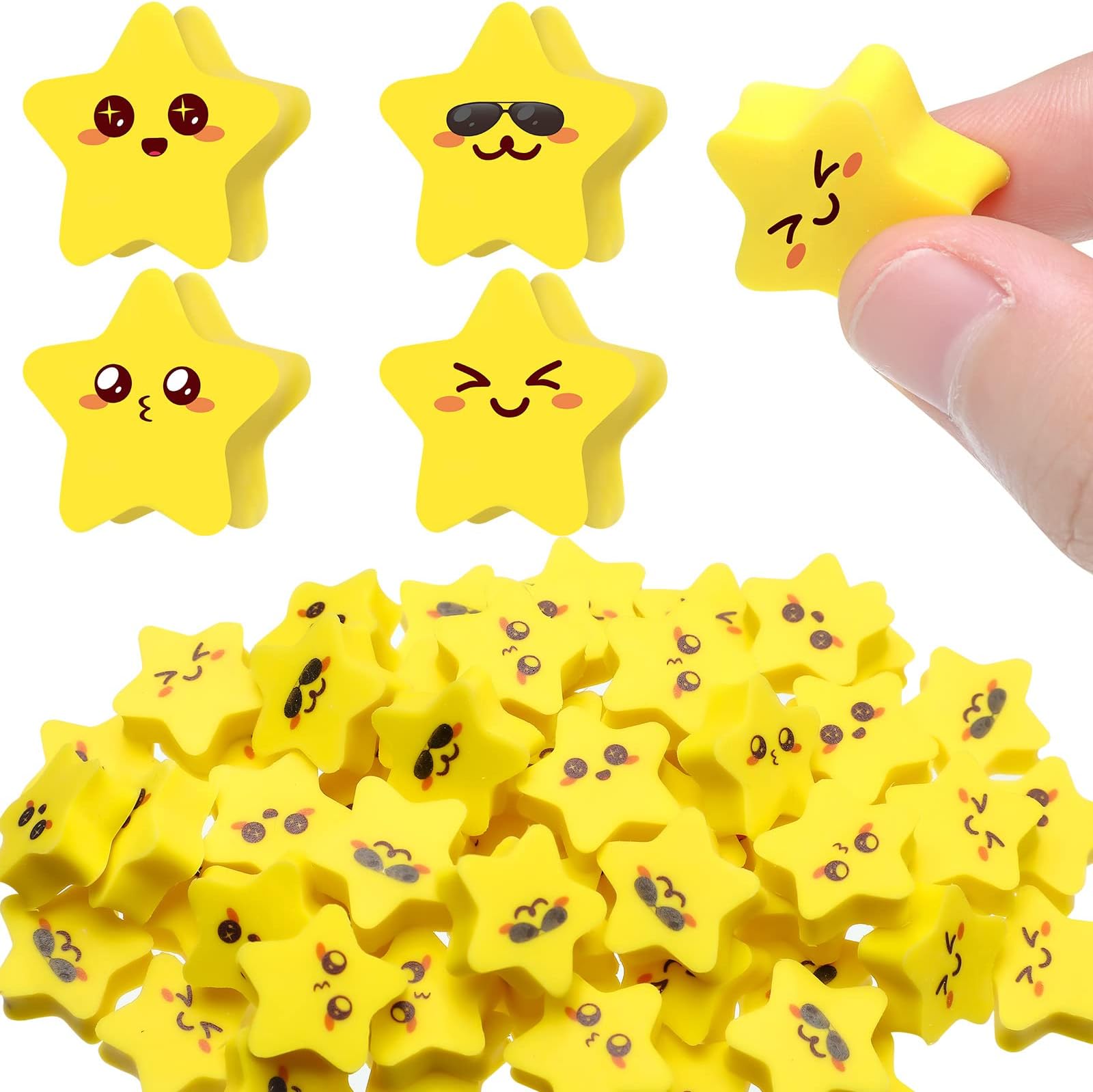 Amazon.com : 60 Pcs Mini Erasers for Kids Cute Small Smile Erasers Star ...
