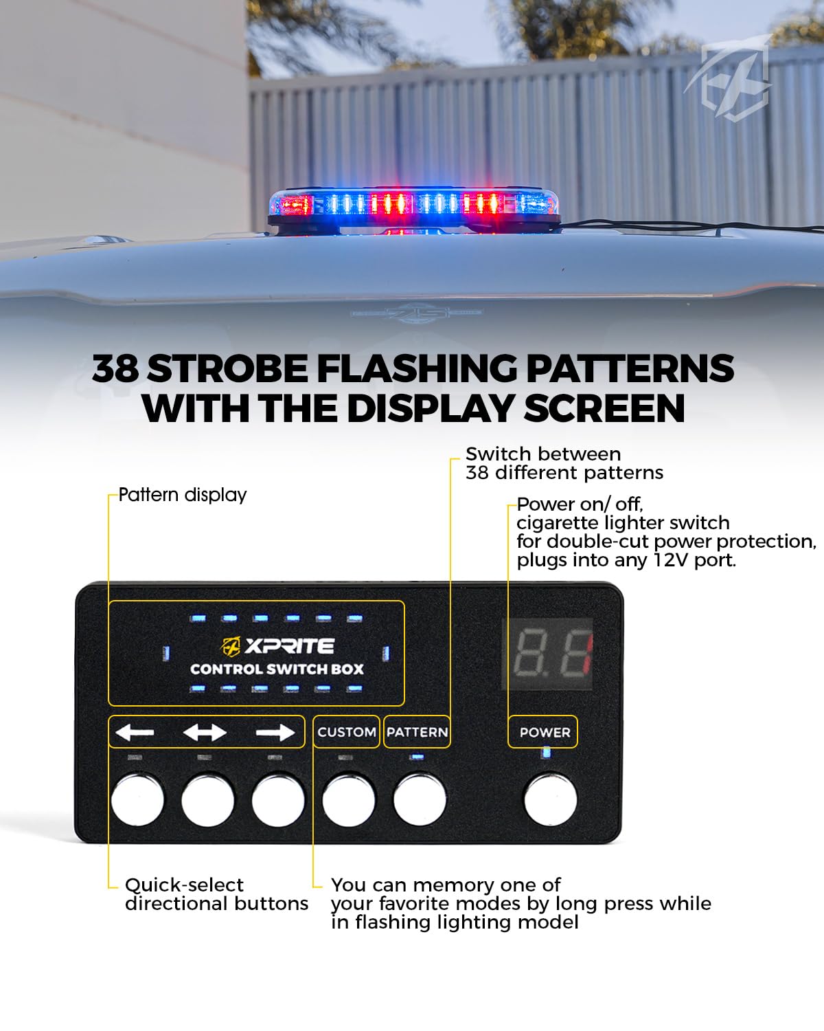 Snapklik.com : Red Blue Rooftop Emergency Strobe Light Bar, US Flag ...