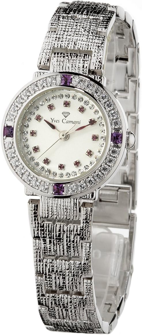 Yves Camani Lady Silver Amethyst Ladies Watch : Amazon.co.uk: Fashion