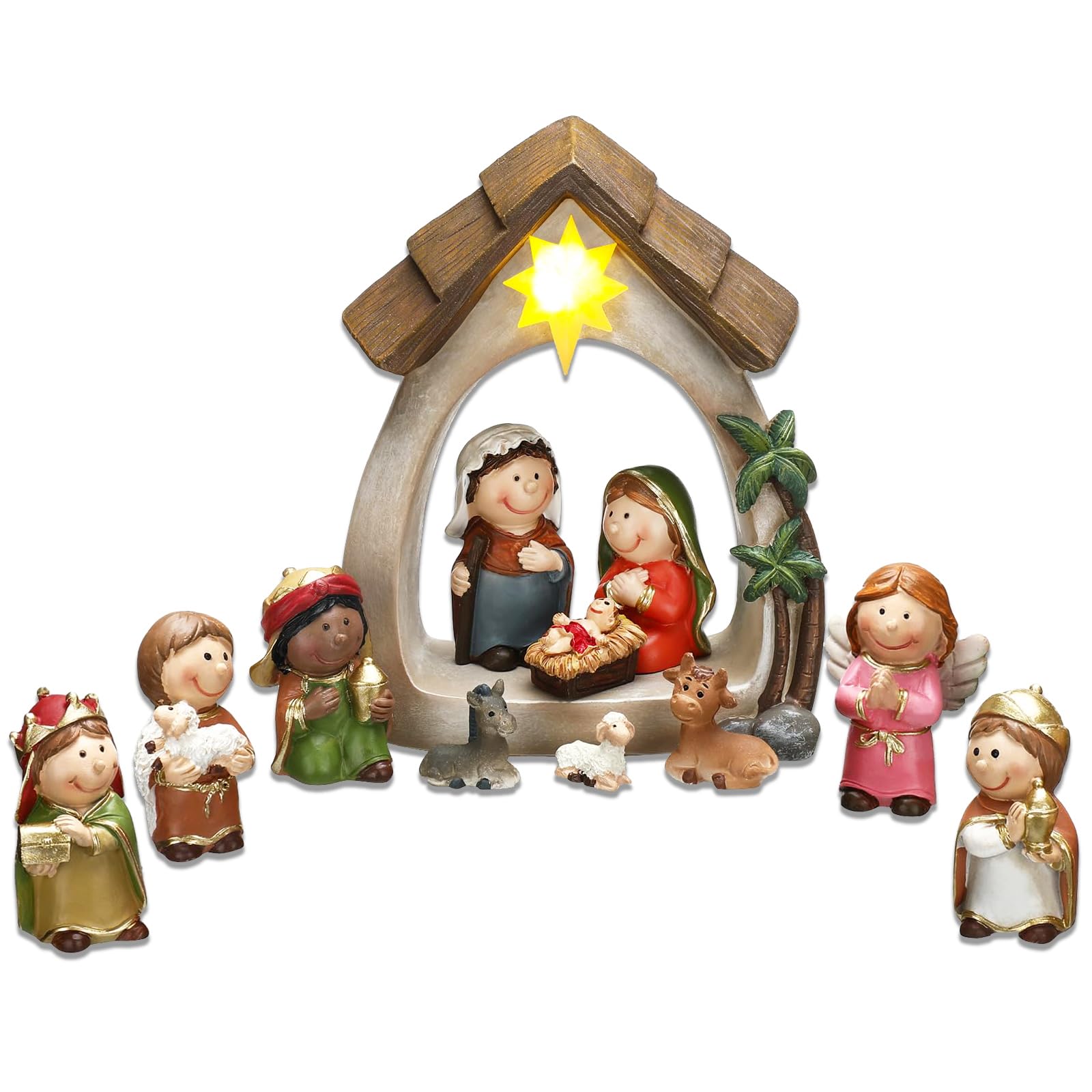 Amazon.com: MACLARONX Nativity Set & Figures, 12 Pieces Christmas ...