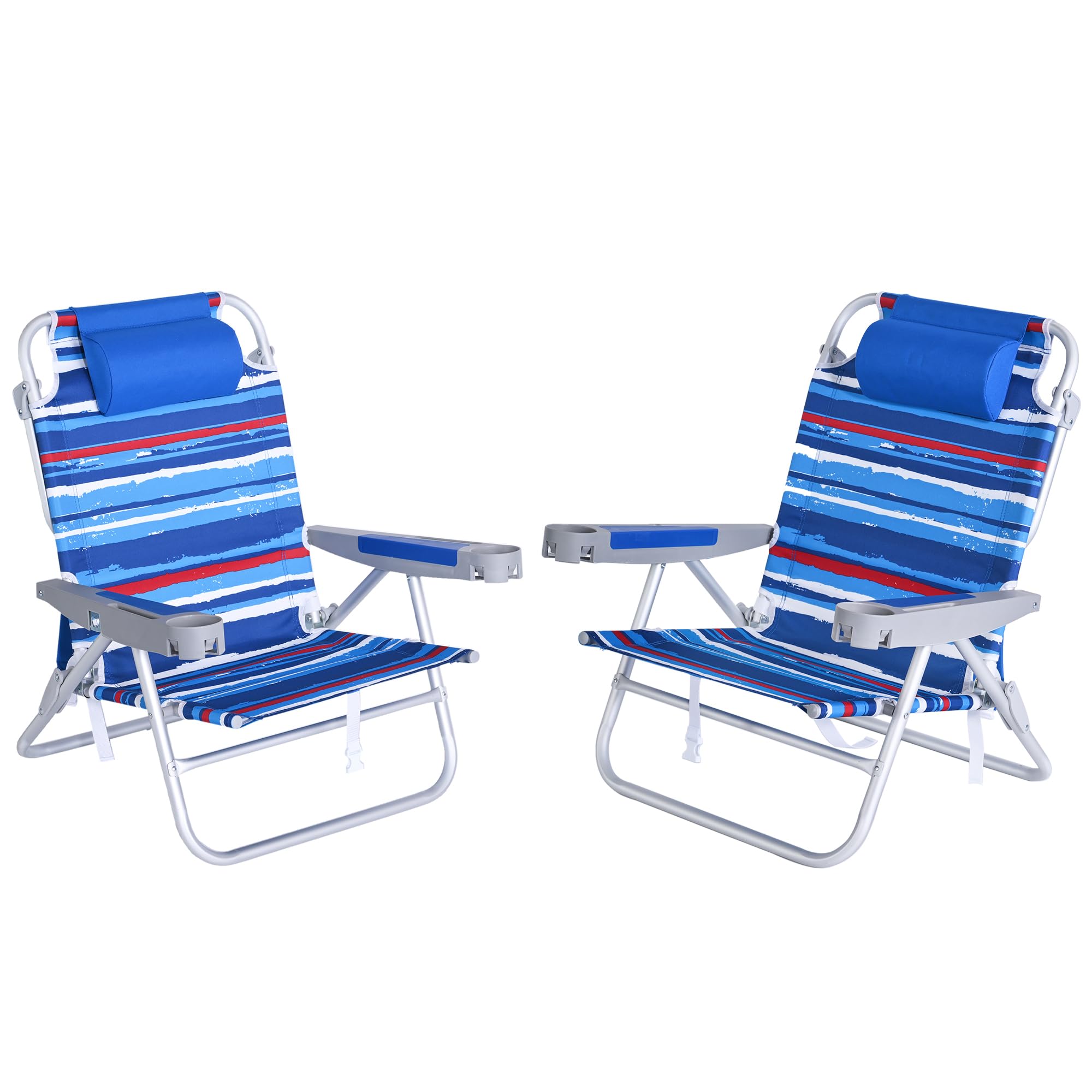 Amazon.com: SUNNYFEEL Extra Wide Low Beach Chair 2 Pack 5 Position Lay ...