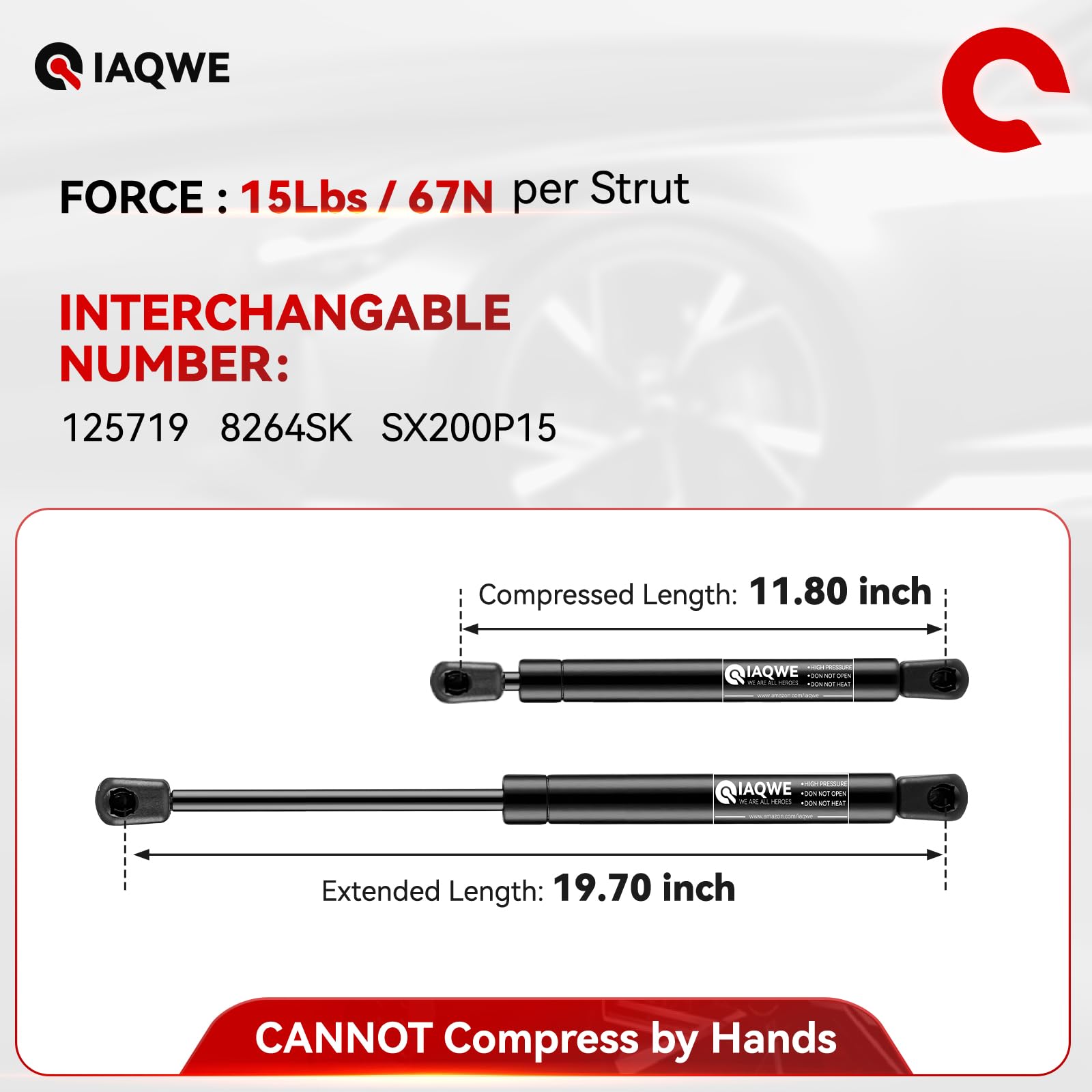 Snapklik.com : 20 Inch 15Lbs/67N Gas Struts Springs Shocks For Floor ...