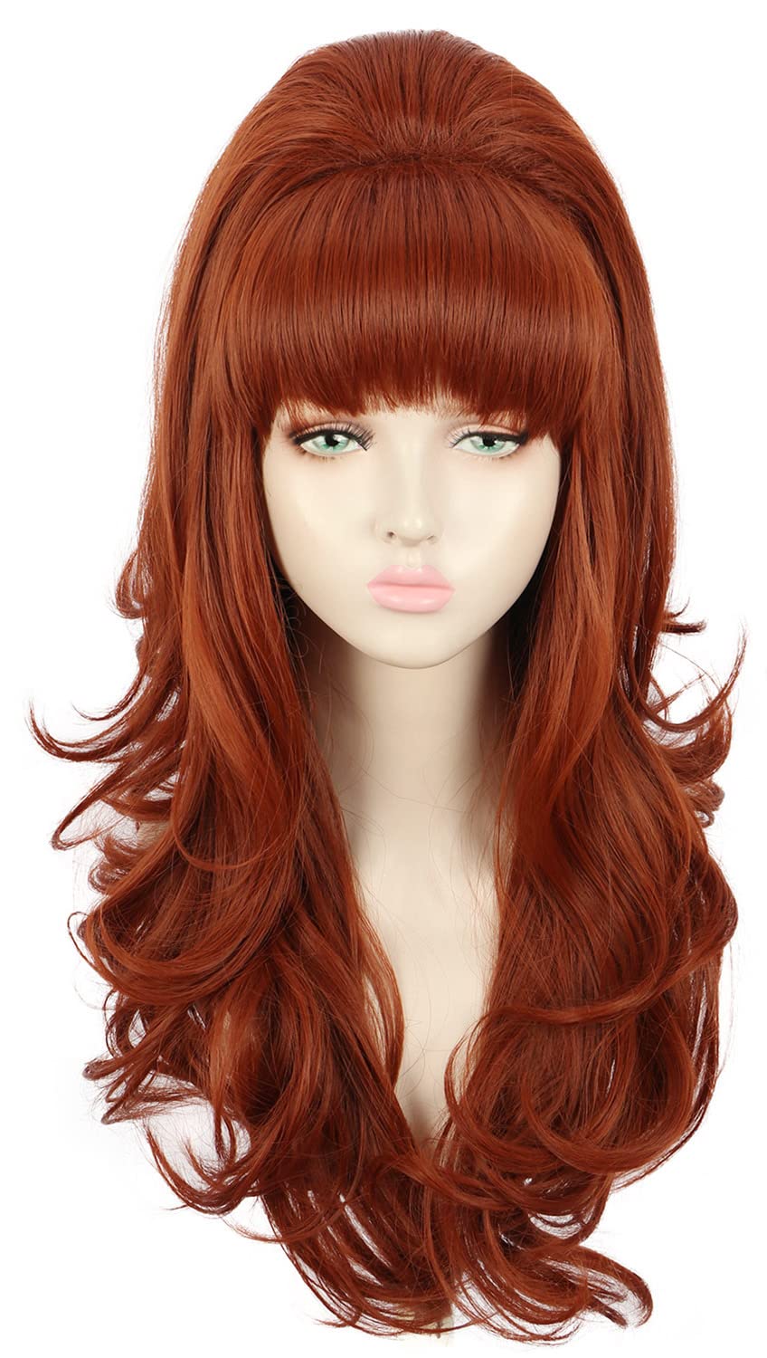 yuehong Ginger Long Wavy Big Bouffant Beehive Wigs for Women fits 60s ...
