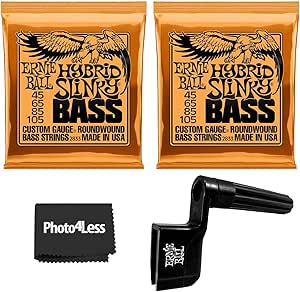 Amazon.com: Ernie Ball Hybrid Slinky Nickel Wound Electric Bass Strings - 45-105 Gauge (2 ...