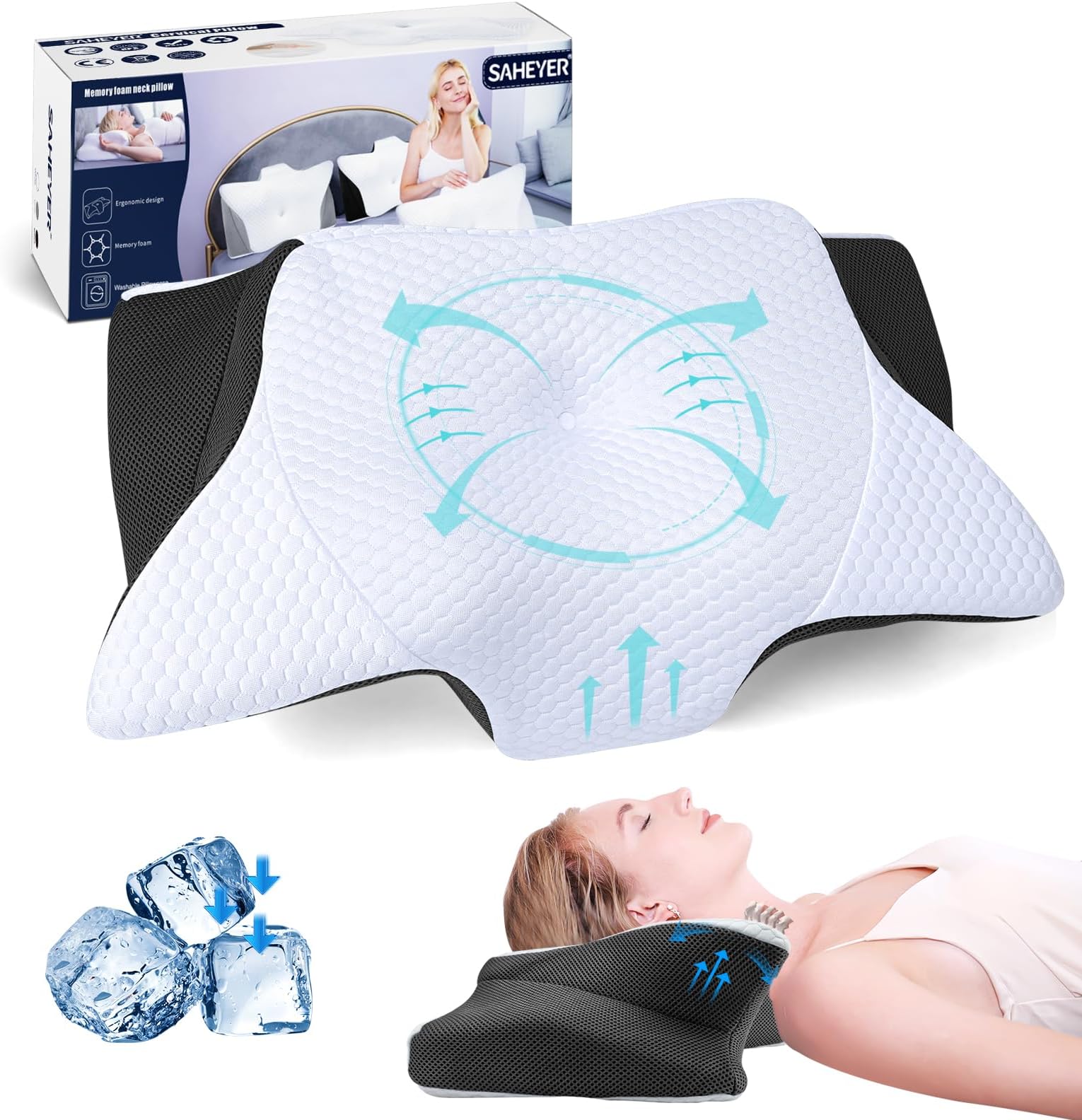 Oreiller Ergonomique Cervical, Oreiller Memoire Forme pour Les Dormeurs ...