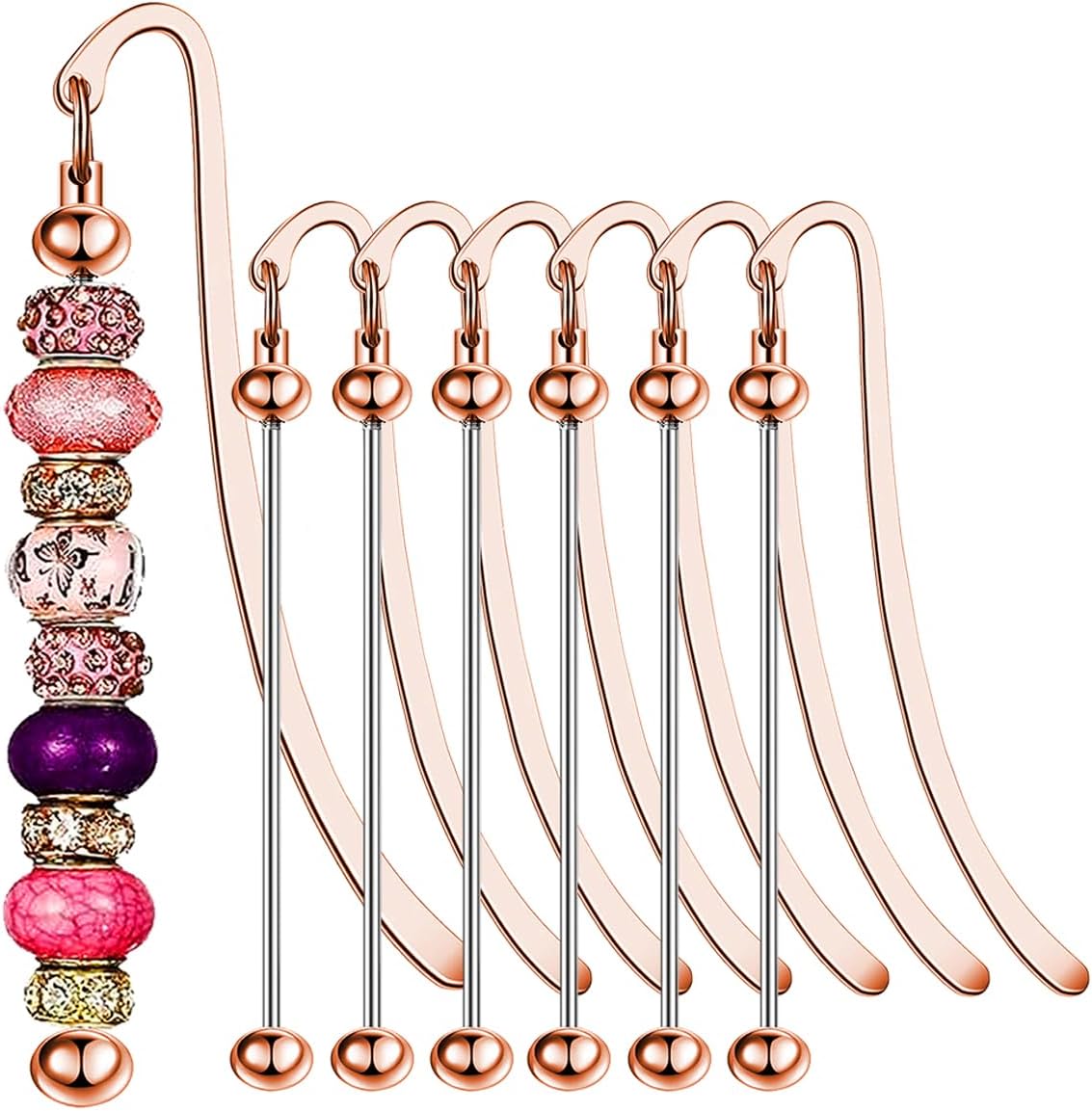Amazon.com: 6Pcs Beadable Bookmarks DIY Metal Blank Beaded Bar, Beading ...