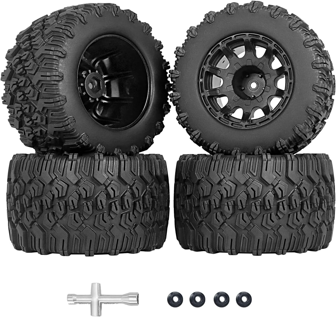 Amazon.com: Hosim Rc Wheels and Tires 12mm Hex for 1/10 Scale RC Car ...
