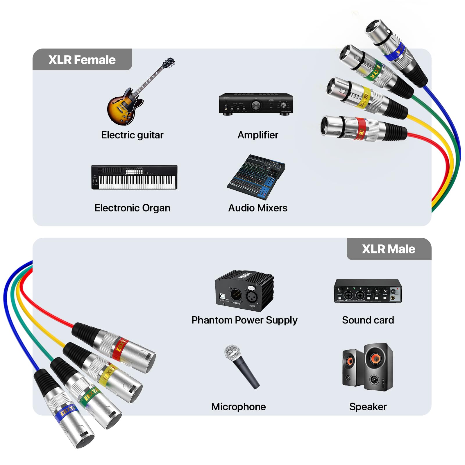 Snapklik.com : EBXYA 50Ft 4 Channel XLR Snake Cable - 4 Colored XLR ...