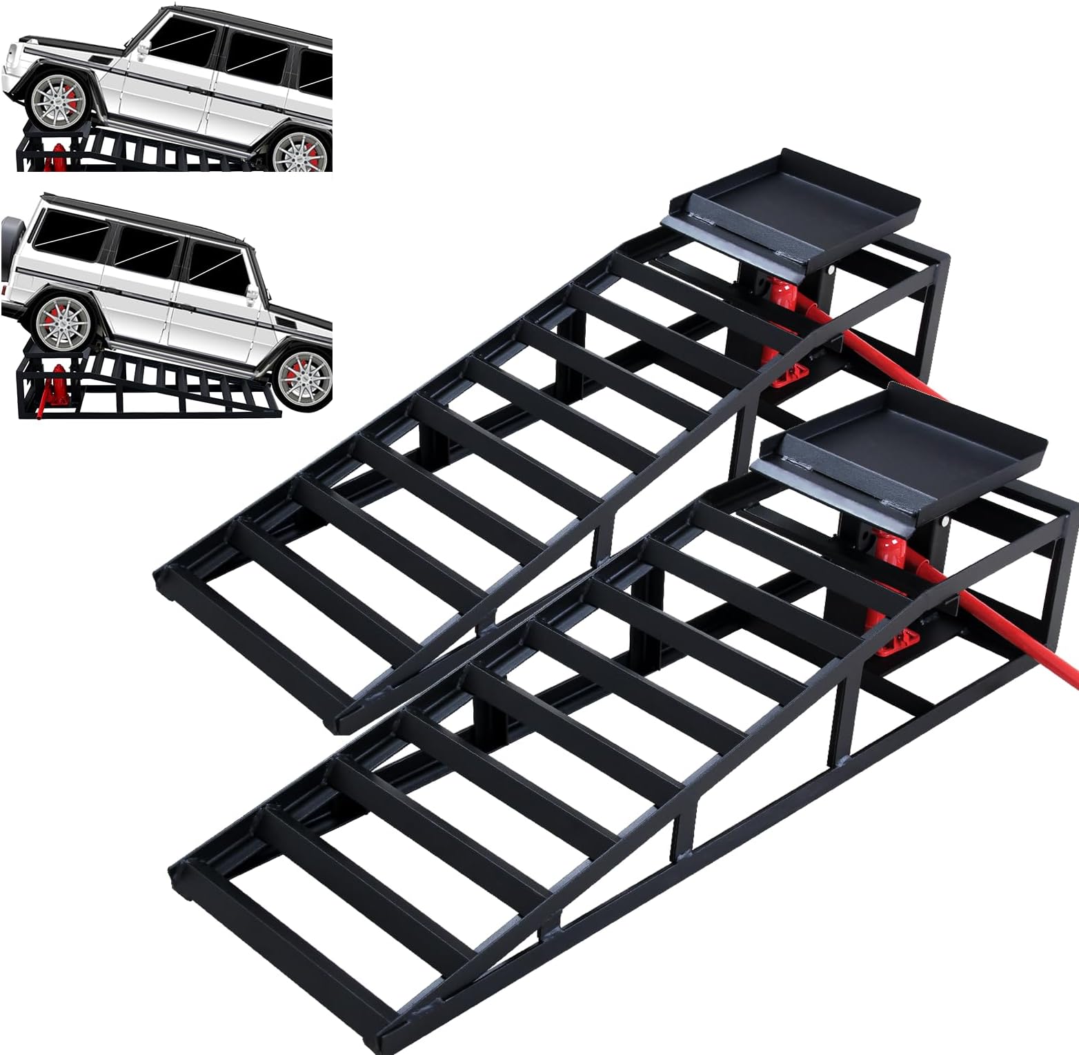 Amazon.com: Migoda 2 Pack Heavy Duty Hydraulic Car Ramps, 3T 6600lbs ...