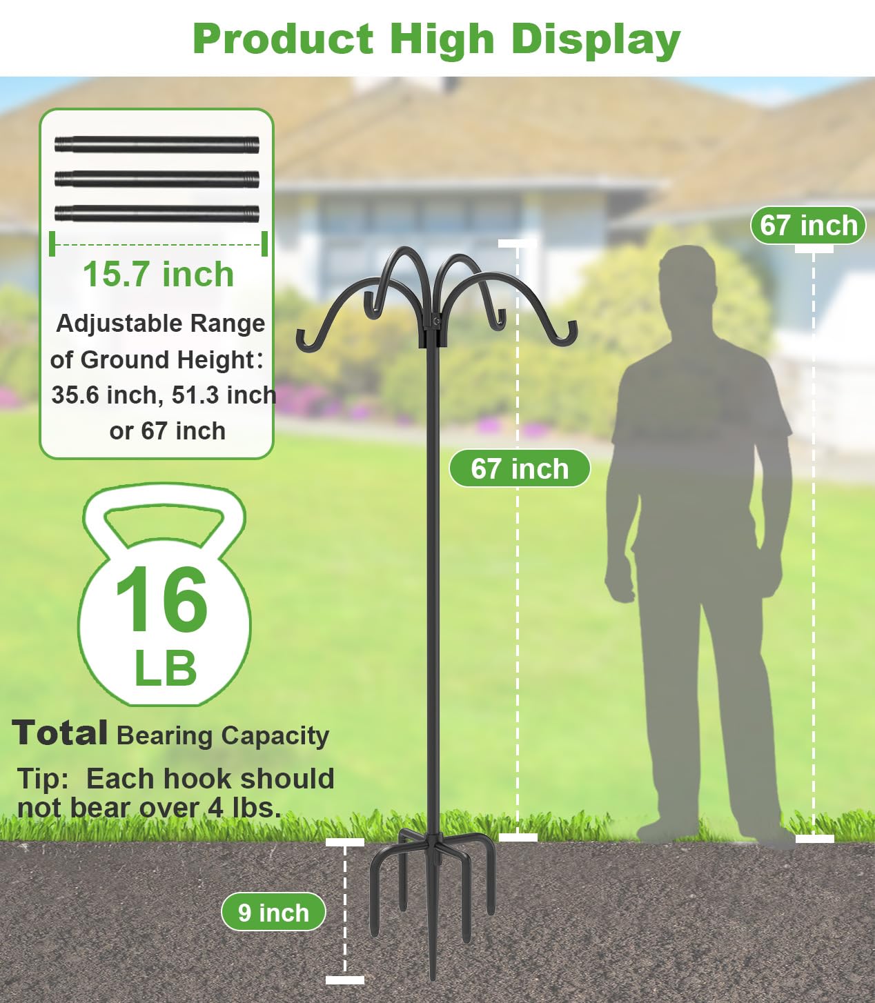 Snapklik.com : Tikimilor 4-Hooks Shepherds Hooks For Outdoor, 76" Heavy ...