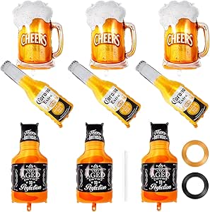 Amazon.com: 9 Pcs Whisky Bottle Balloons, Beer Mug Cheers Balloons ...