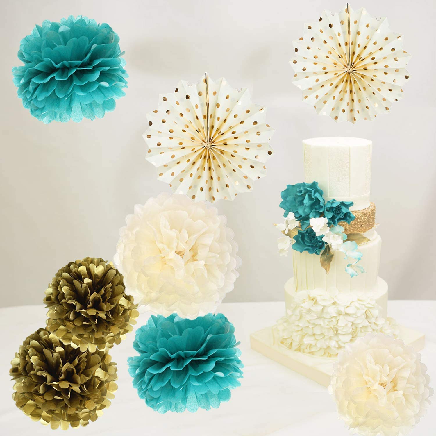Decoraciones Para Baby Shower En Color Verde Azulado Guirnalda Globos
