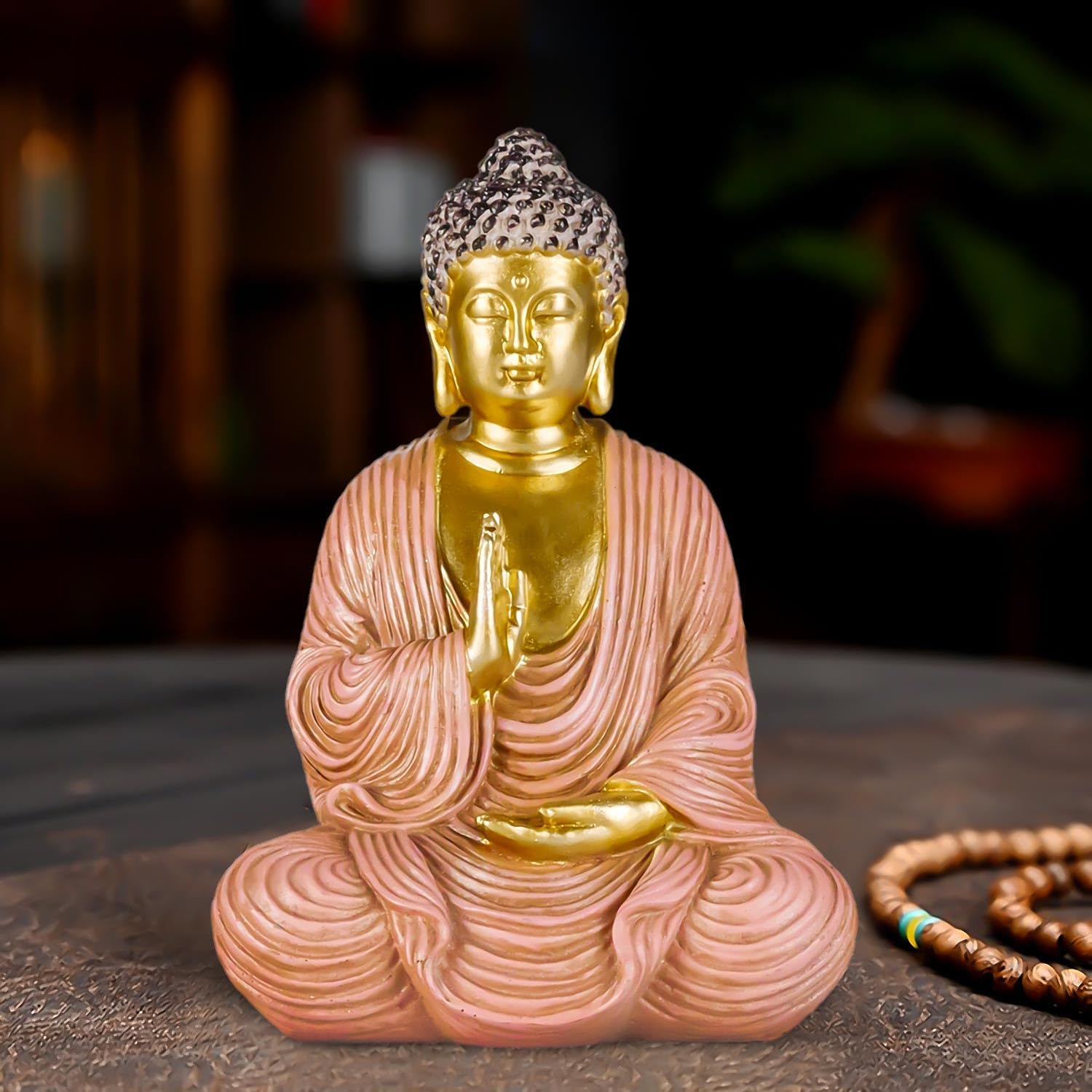 Amazon.com: Houlu Golden Meditating Buddha Statue Indoor – 6.3 Inch ...