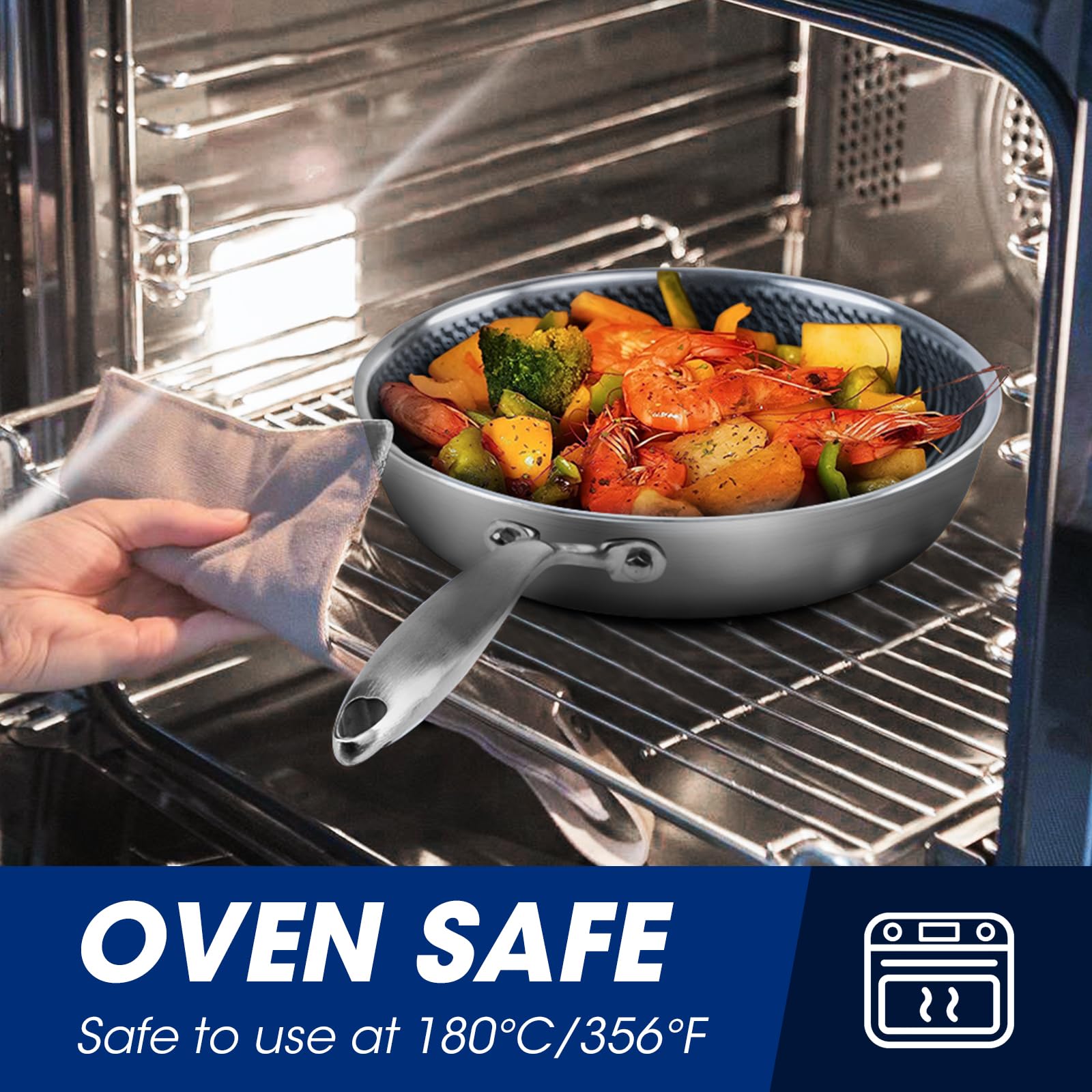 Snapklik.com : 6 Piece Stainless Steel Frying Pan Set Cookware Set Non ...