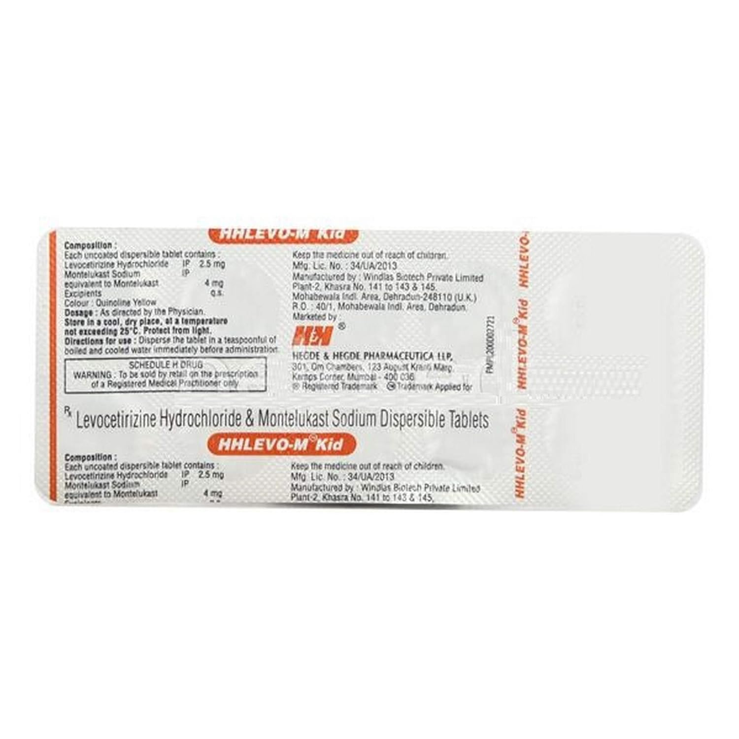 HHLEVO-M Kid 2.5mg/4mg - Strip of 10 Tablets : Amazon.in: Health ...