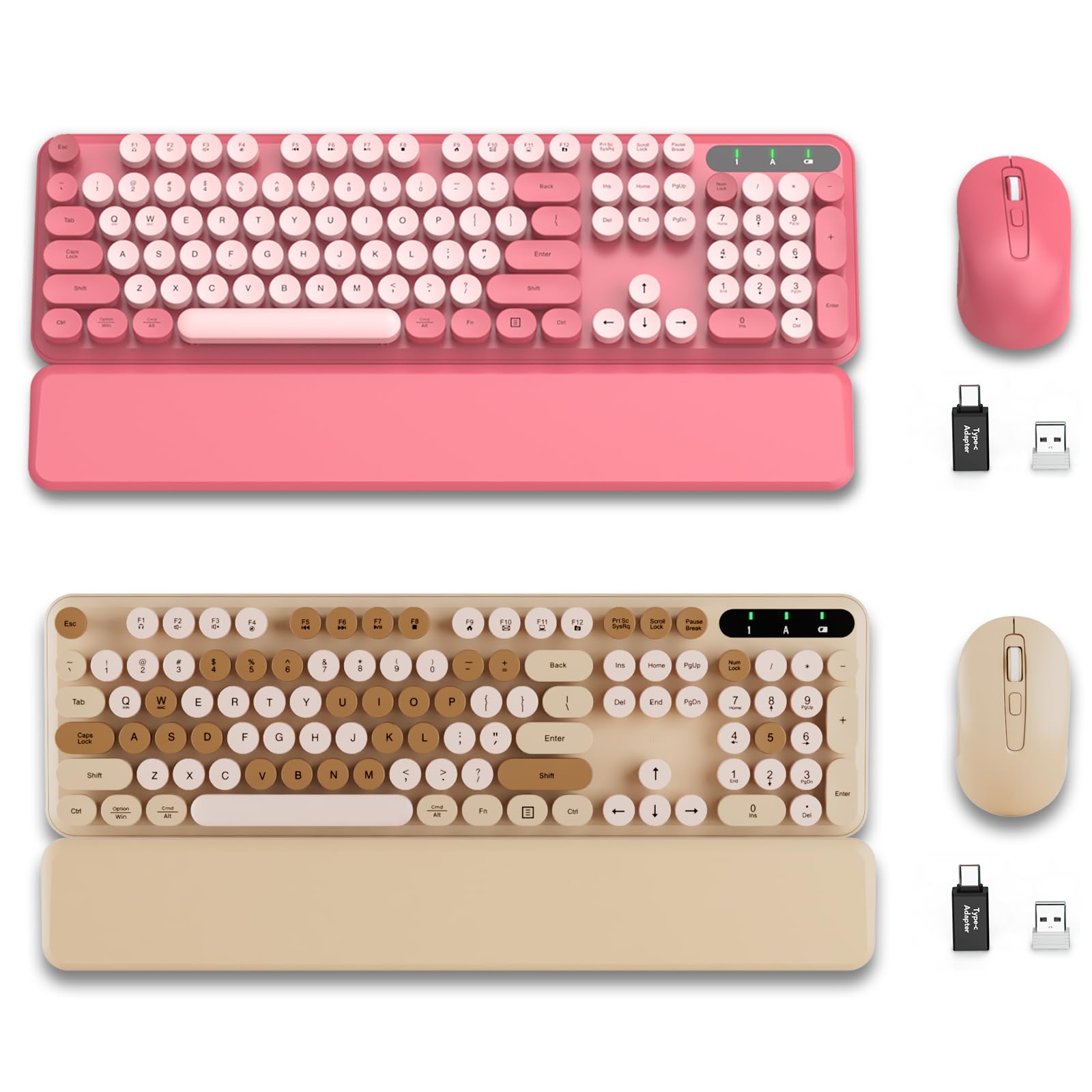 Amazon.com: Pink and Milk Tea Retro Typewriter Keyboard and Mouse Combo ...