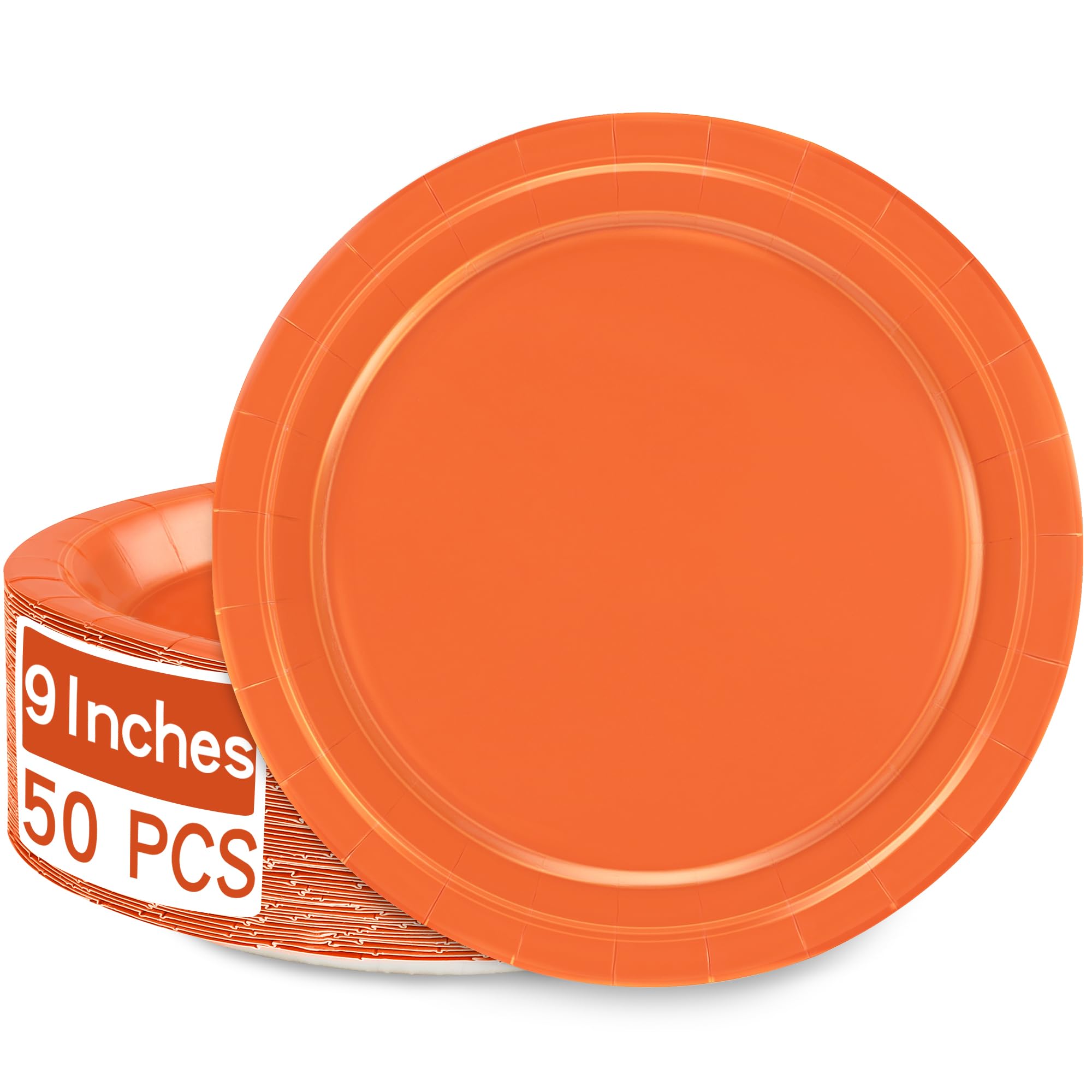 Amazon.com: QZYL Disposable Paper Plates Set, 50 PCS Orange Dinner ...