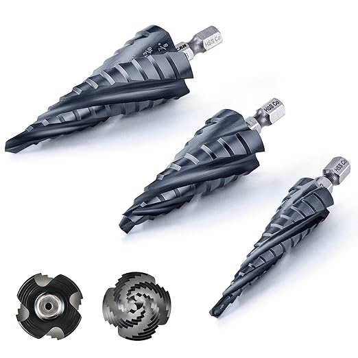 ZELCAN 34 Sizes M35 Cobalt Step Drill Bit Set, 1/8" to 7/8" Four Spiral ...
