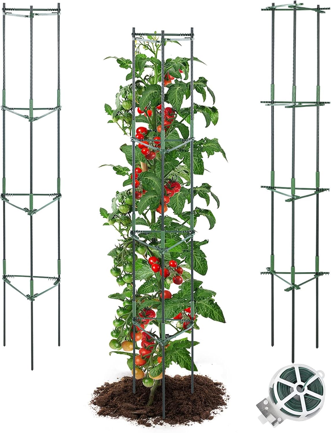 GROWNEER 3 Packs 74 Inches Tomato Cages for Garden, Premium Tomato ...