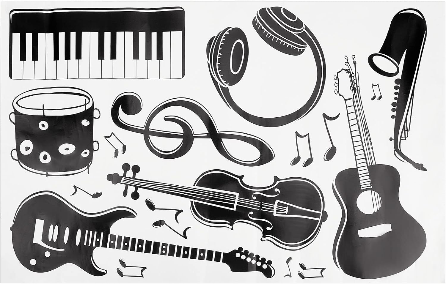 GORGECRAFT PVC Wall Sticker Music Notes Wall Decals Black Musical ...