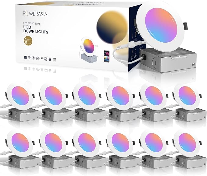 Amazon.com: POWERASIA 12 Pack Smart Recessed Lighting 6 Inch, Ultra ...