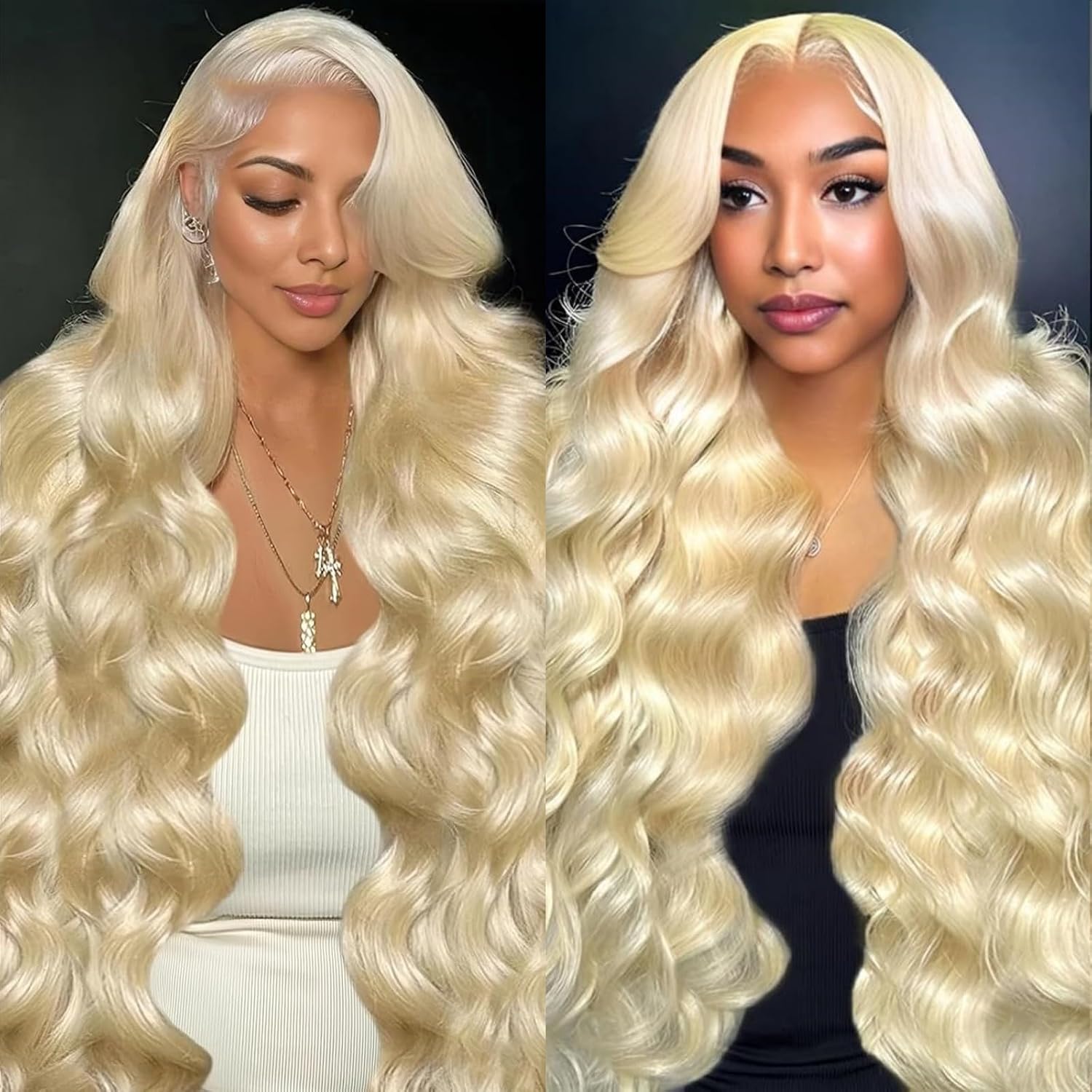 Amazon.com : BANGS on TARGET 613 Lace Front Wig Human Hair 13x4 Blonde ...