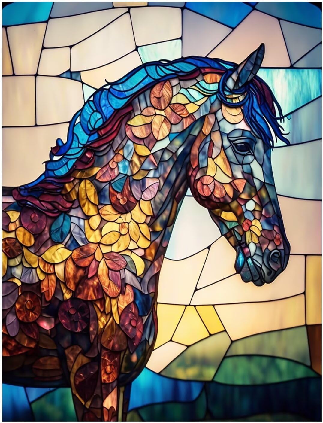 Amazon.com: Stained Glass Horse 1000 Piece Jigsaw Puzzle for Adults ...