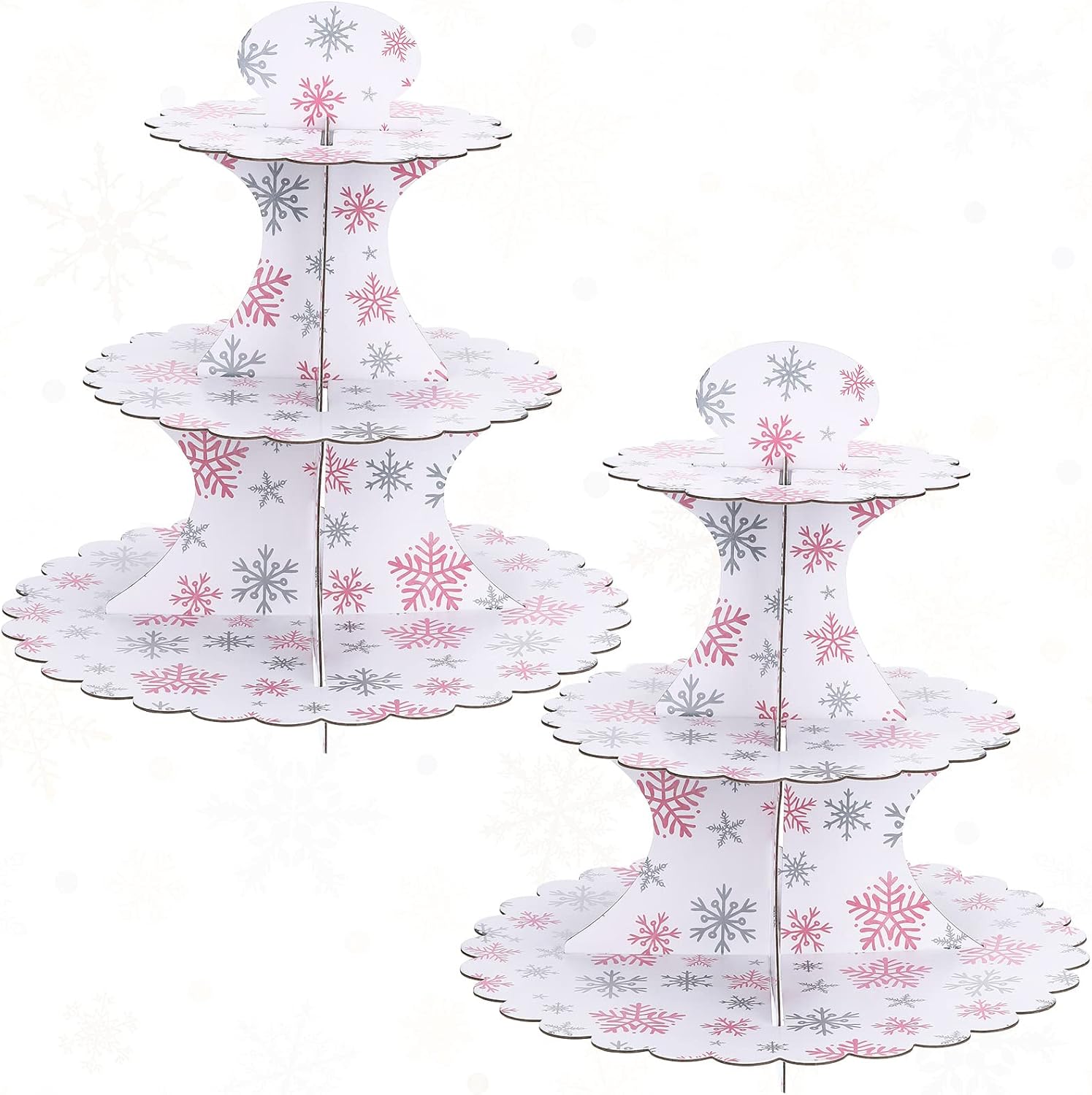 Amazon.com | 2 Set of 3 Tier Pink Snowflake Party Cupcake Stand It's ...