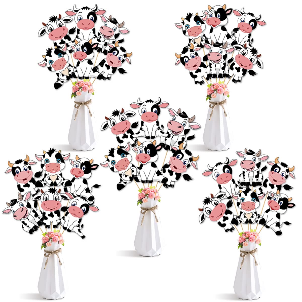 Buy 24 Pieces Cow Party Centerpiece Cards and Sticks for Cow Theme ...