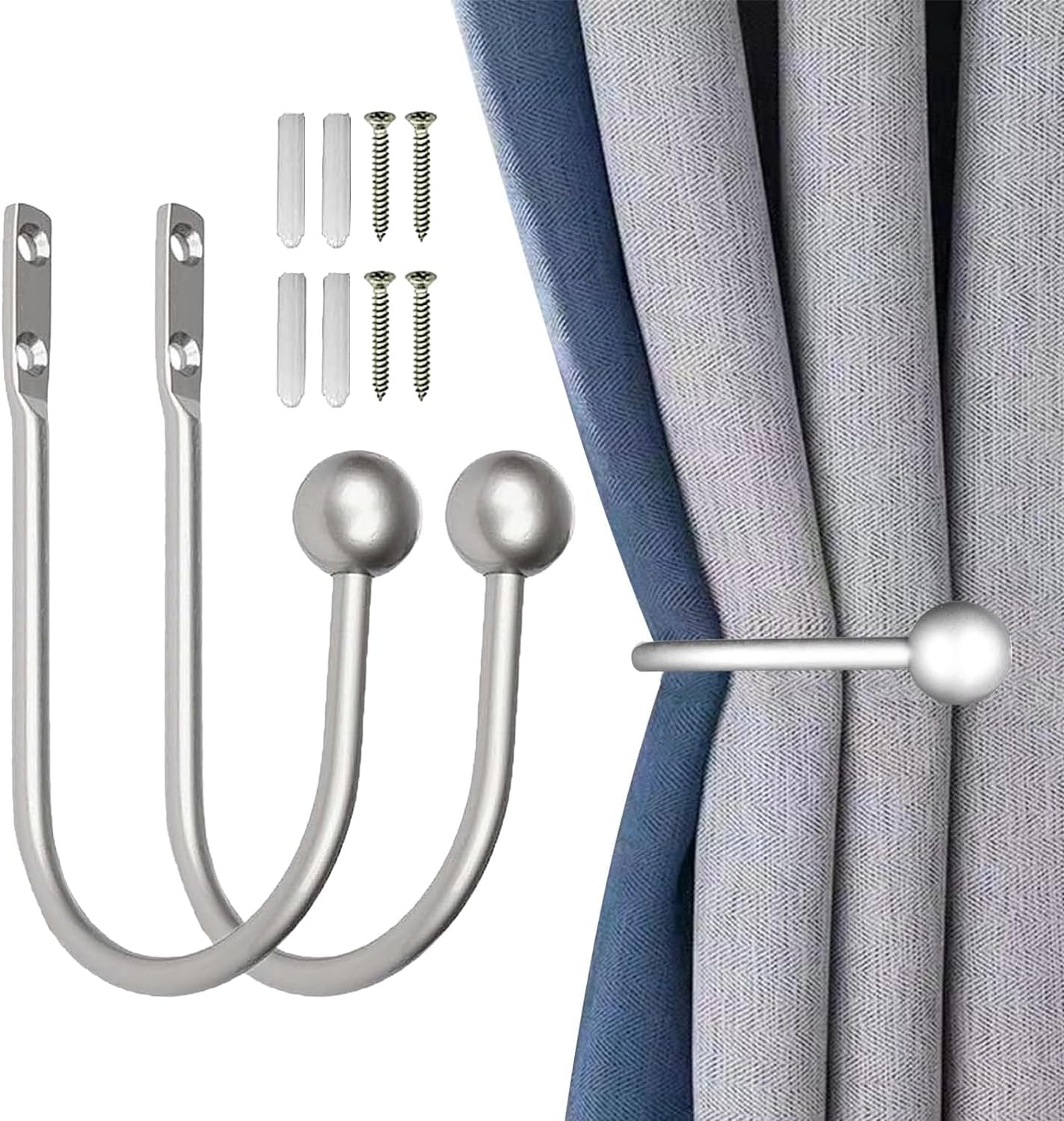 2PCS Curtain Tie Backs Hooks, Metal Curtain Holdbacks, Window Curtain ...