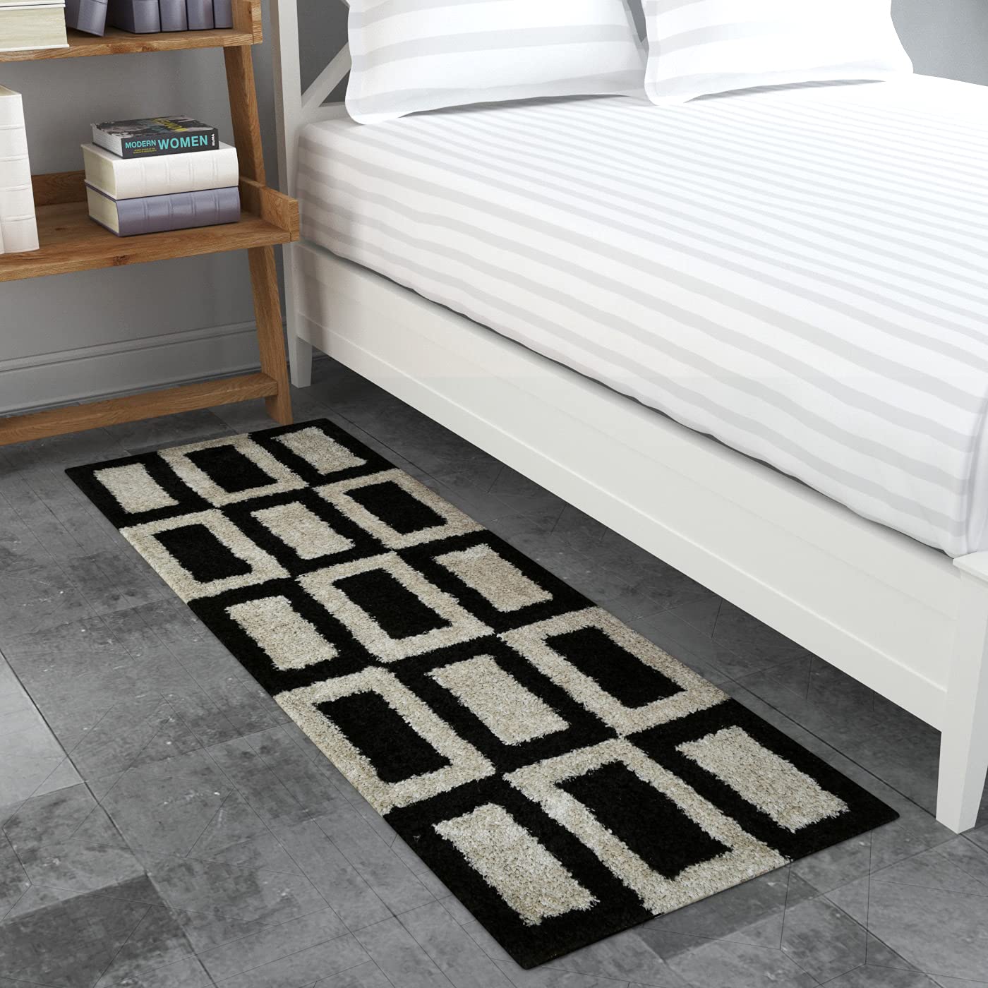 TIB ® Shaggy Bedside Runner Polyester Floor Rugs, Multicolor, 55*140 ...