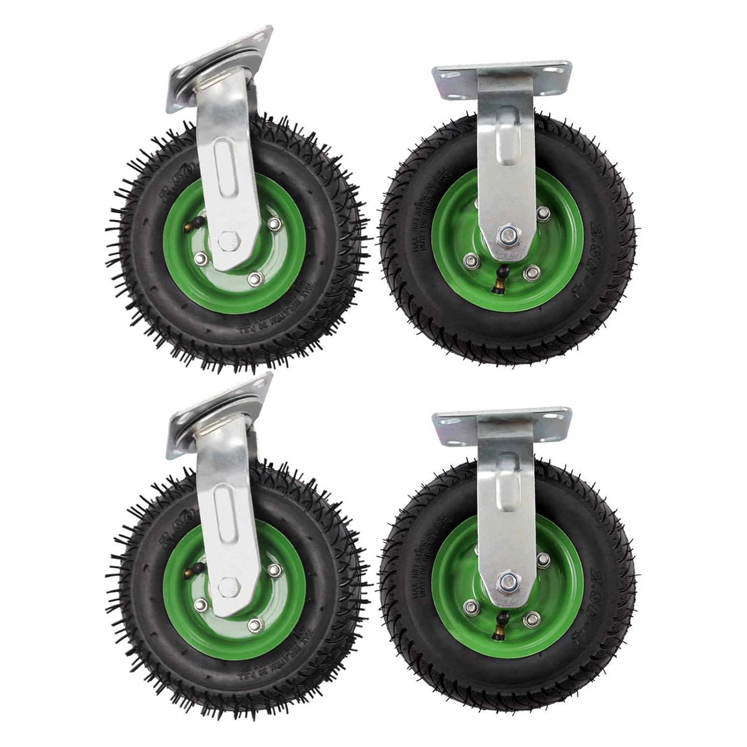 8 inch Heavy Duty Industrial Rubber Caster Wheels,4 Pack Rubber ...