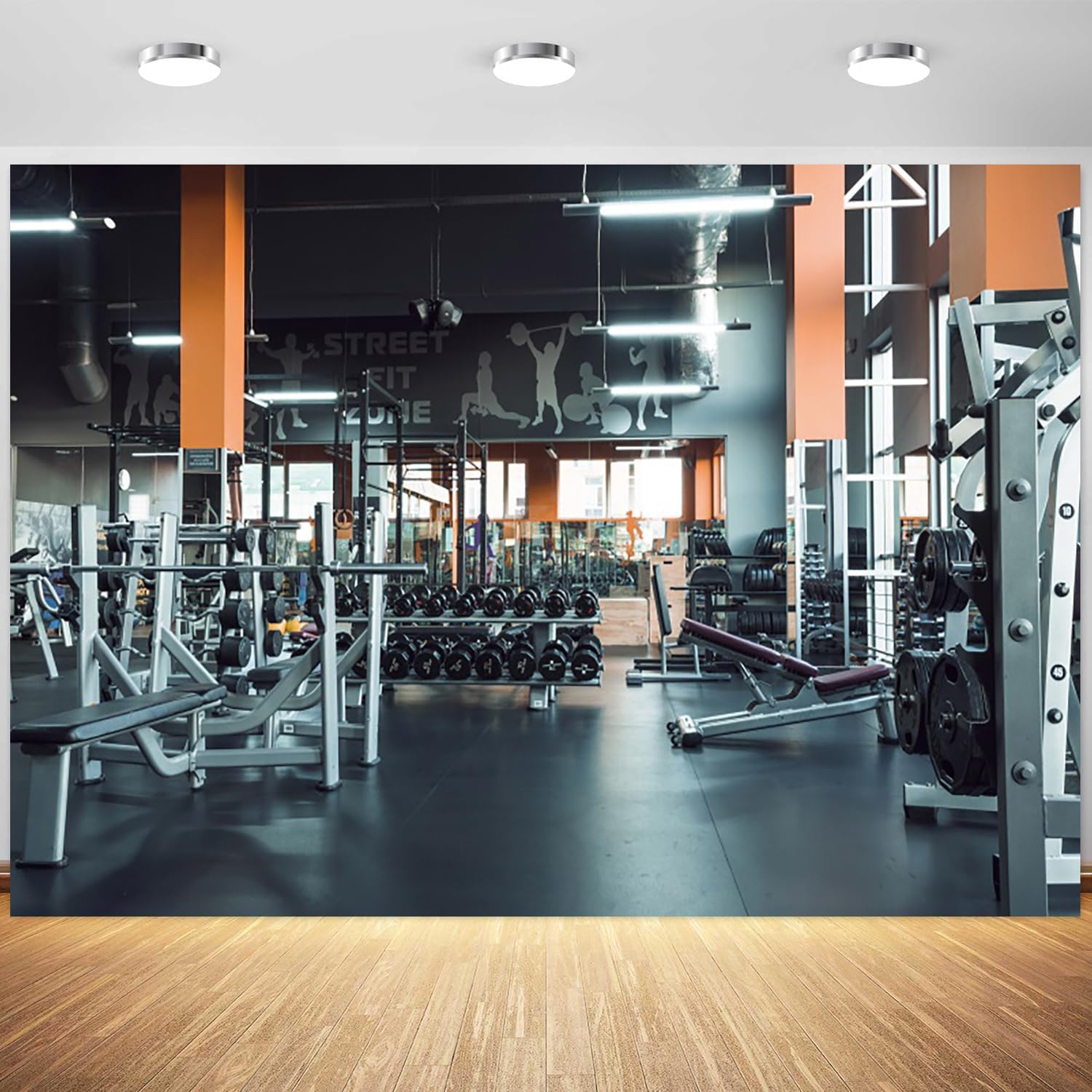 Amazon.com : 7x5ft Gym Backdrop Fitness Indoor Sports Gym Equipment ...