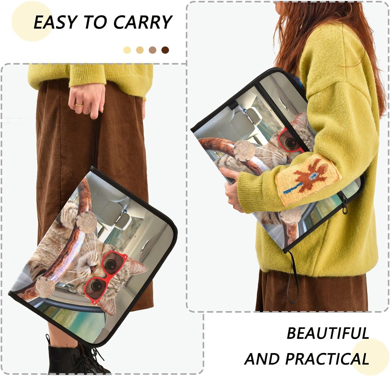 Cat Sunglasses Expanding File Folder for Documents A4 Letter Size ...