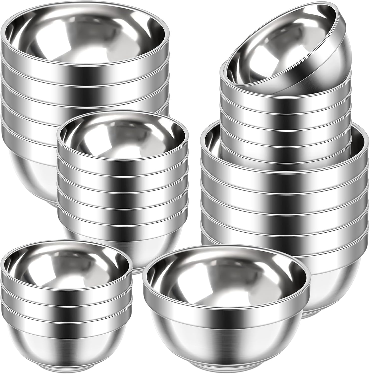 Amazon.com | Mimorou 20 Pack 304 Stainless Steel Bowls Set 13oz 20oz ...