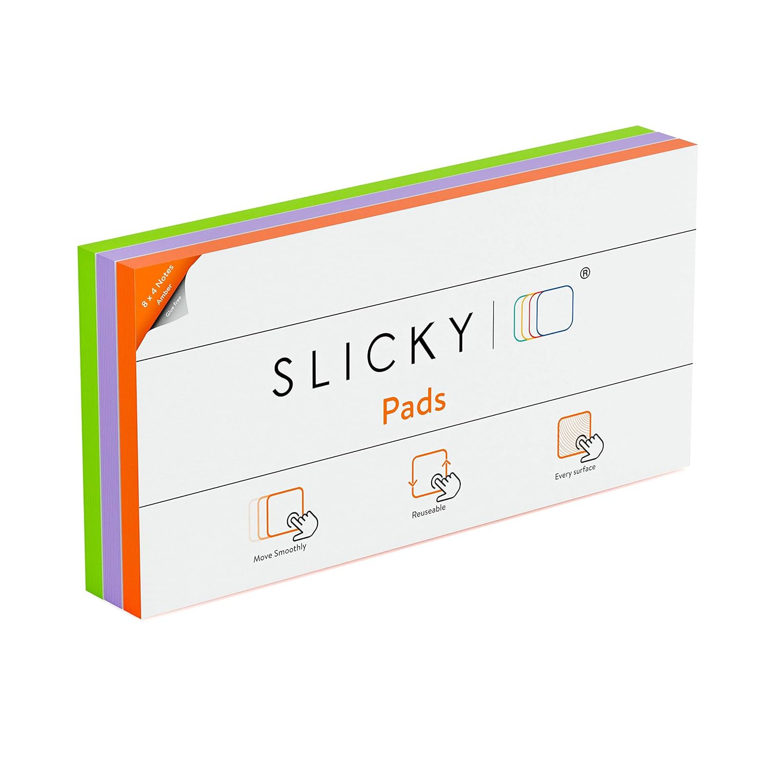 SlickyNotes Glue Free Static Cling Sticky Notes - Reusable Double-Sided ...